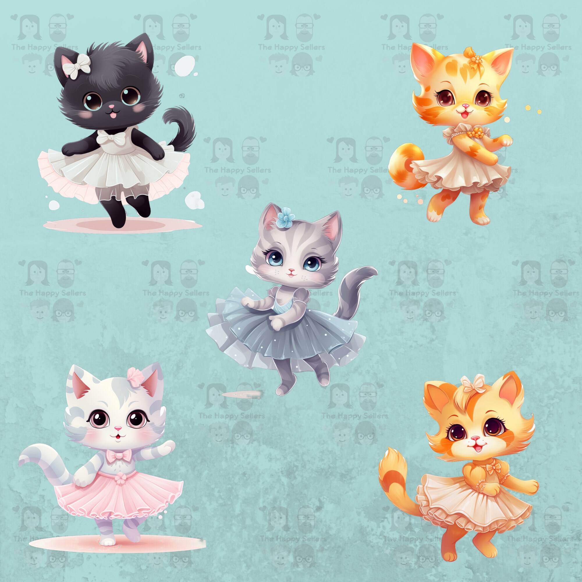 10 Ballerina Cats Clipart Pack INSTANT DOWNLOAD 10 Adorable Feline ...