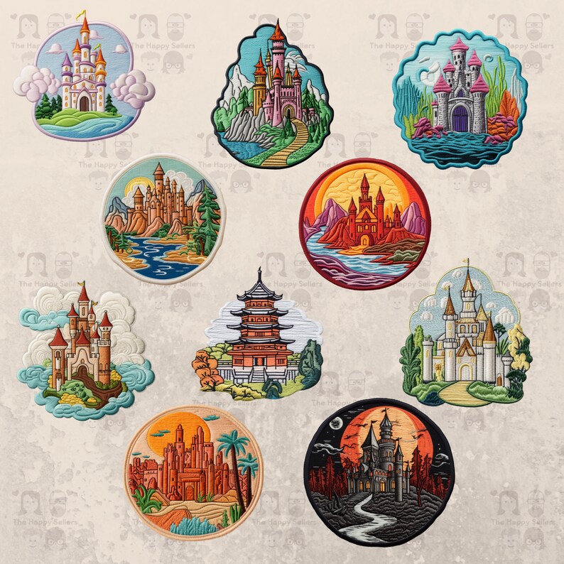 40 Castle Patches Clipart Pack INSTANT DOWNLOAD Castle Patch ...