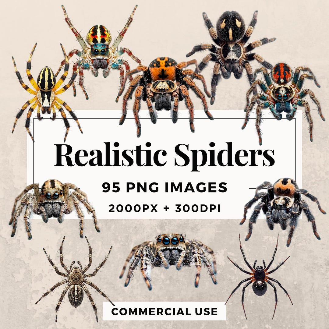 95 Realistic Spiders Clipart Pack INSTANT DOWNLOAD 95 Spider ...