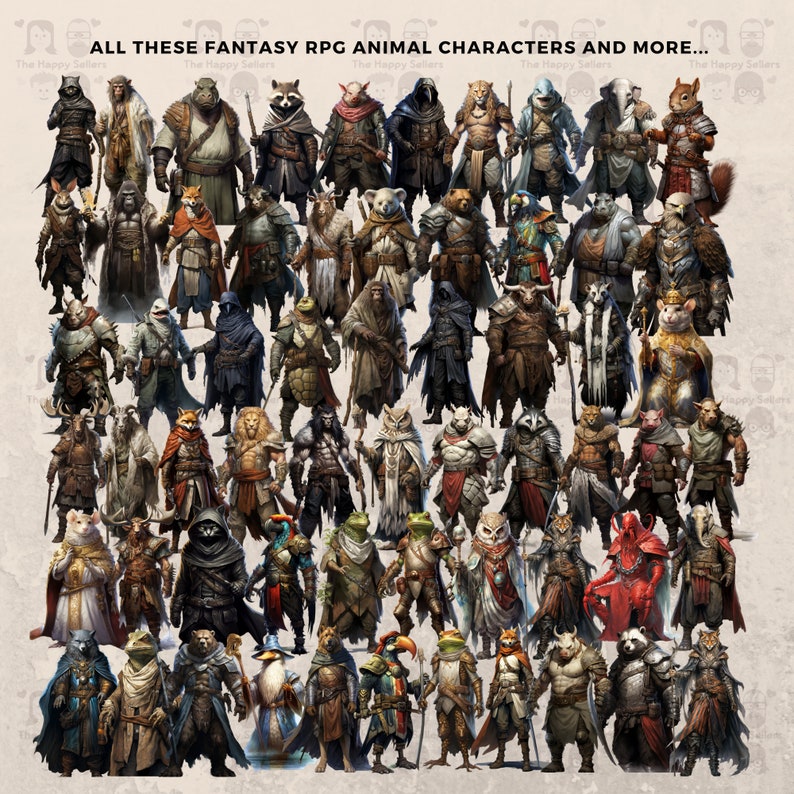 140 Fantasy RPG Animal Characters Clipart Bundle - Instant Download ...