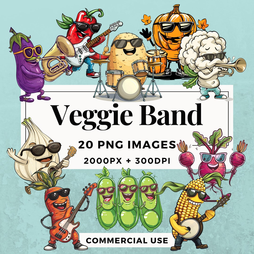 20 Veggie Band Clipart Pack INSTANT DOWNLOAD 20 Musical Vegetable ...