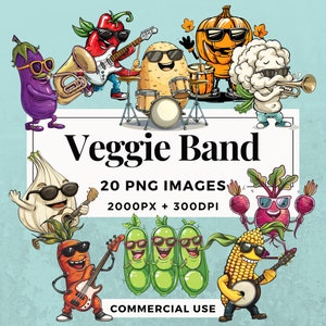 20 Veggie Band Clipart Pack INSTANT DOWNLOAD 20 Musical Vegetable ...