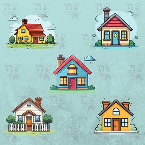 20 Simple Houses Clipart Pack INSTANT DOWNLOAD 20 Charming House ...