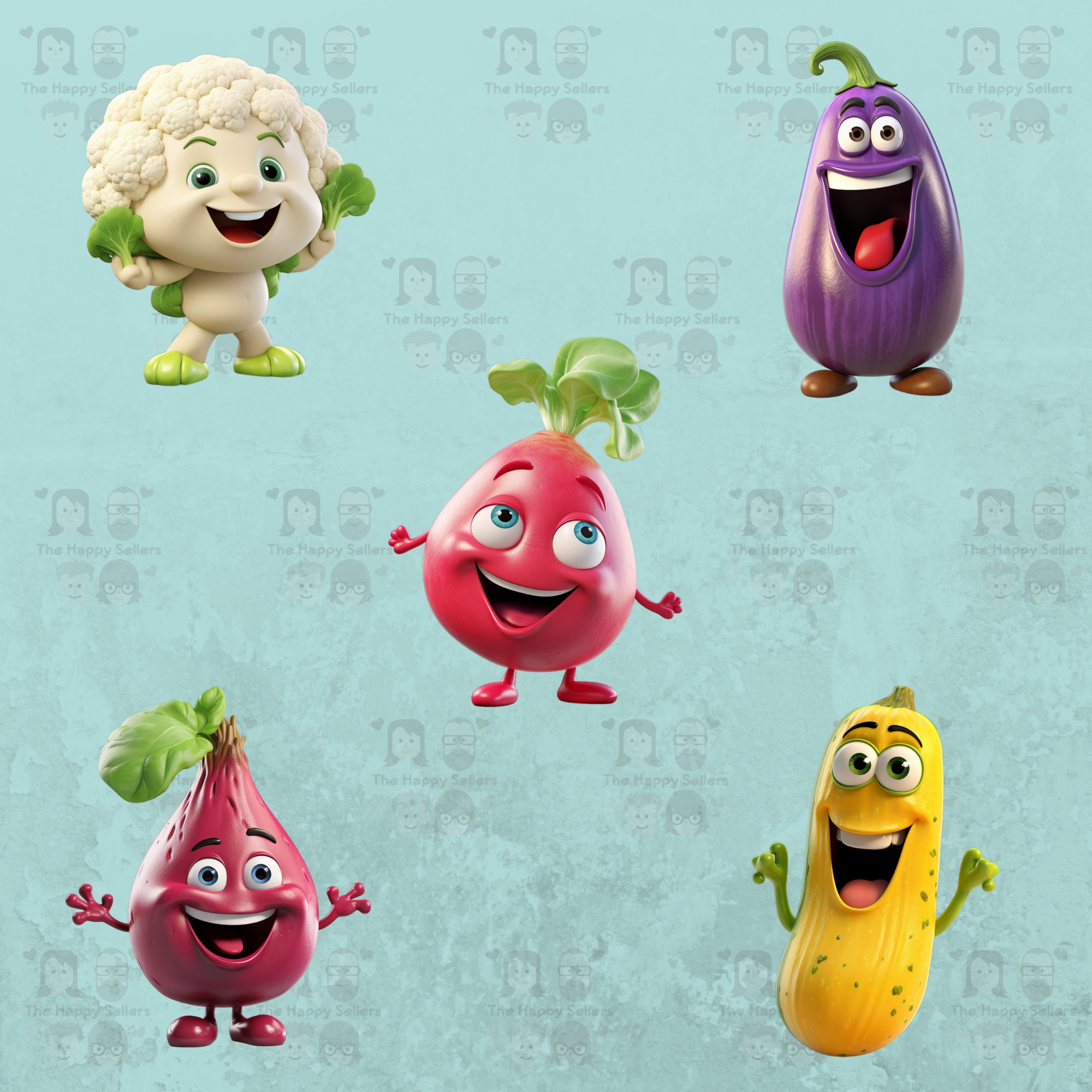 20 Funky Vegetables Clipart Pack INSTANT DOWNLOAD 20 Funky Vegetable ...
