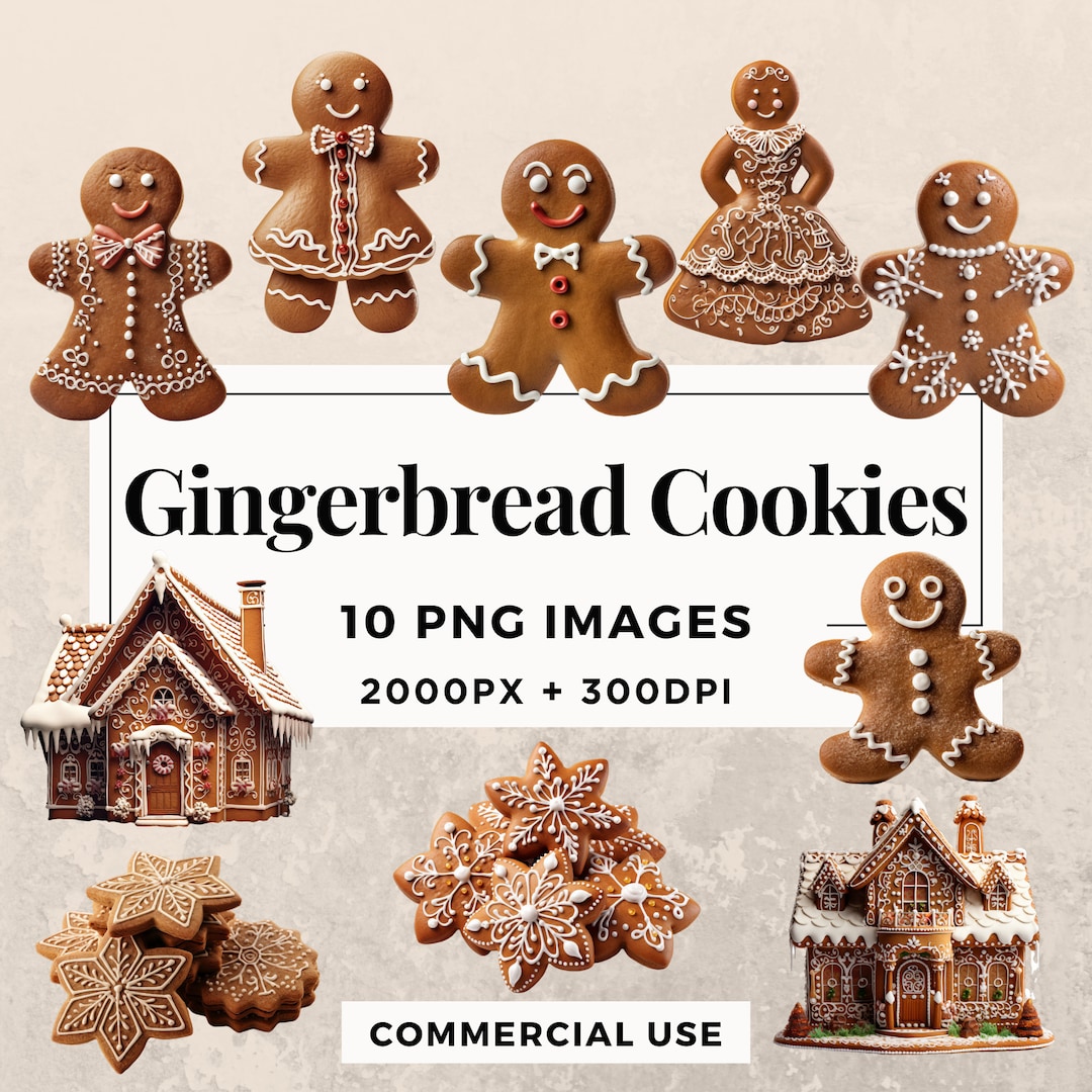 10 Gingerbread Cookies Clipart Pack INSTANT DOWNLOAD 10 Cookie ...