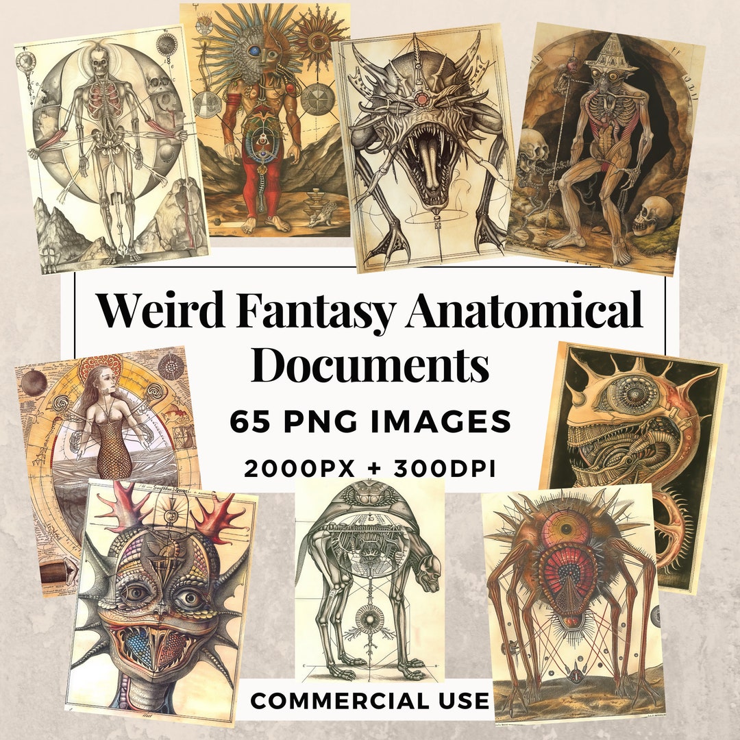 65 Weird Fantasy Anatomical Documents Clipart Pack INSTANT DOWNLOAD 65 ...