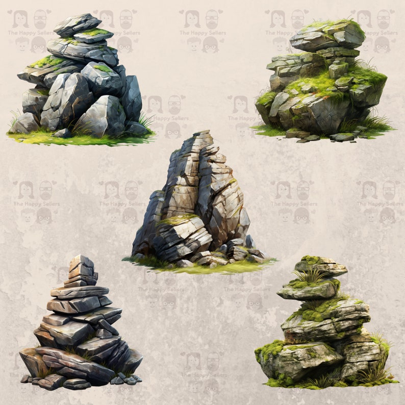 20 Rock Formations Clipart Pack INSTANT DOWNLOAD 20 Unique Rock ...