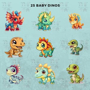 25 Baby Dinos Clipart Pack INSTANT DOWNLOAD 25 Adorable Dinosaur ...