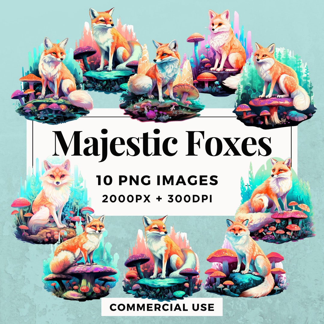 10 Majestic Foxes Clipart Pack INSTANT DOWNLOAD 10 Regal Fox ...
