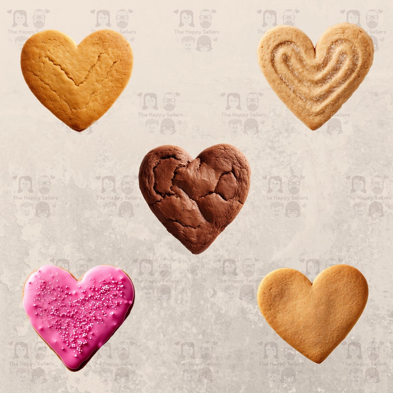 20 Heart Cookies Clipart Pack INSTANT DOWNLOAD 20 Heart-shaped Cookie ...