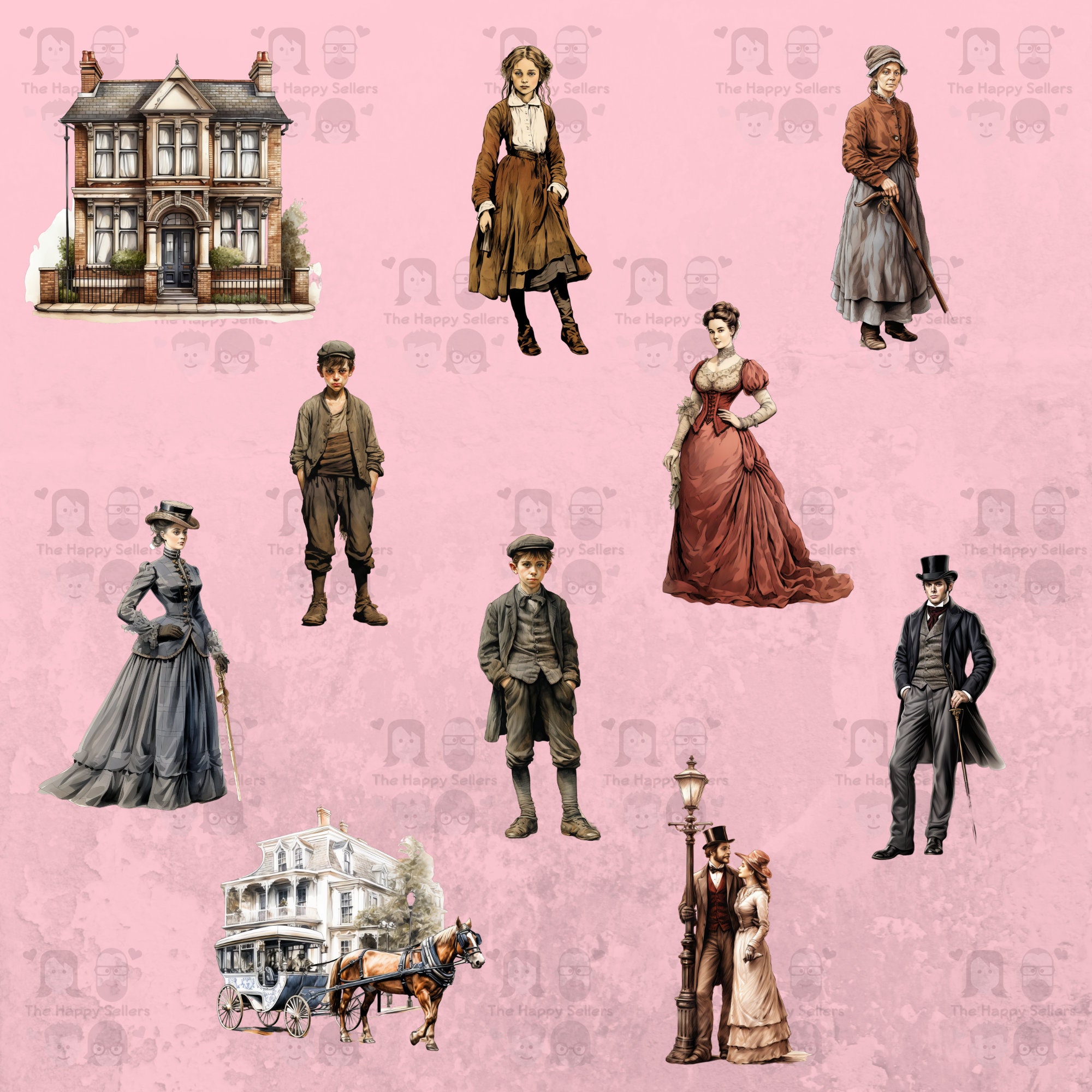 40 Victorian Era Characters Clipart Pack - INSTANT DOWNLOAD, PNG ...