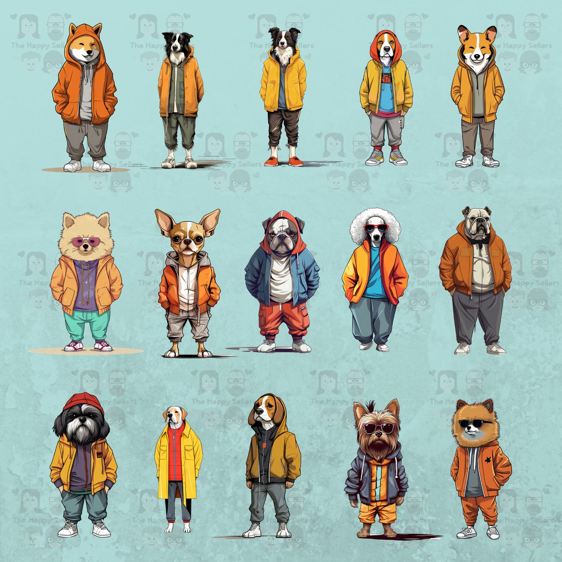 45 Cool Dogs Clipart Pack INSTANT DOWNLOAD 45 Adorable Illustrations of ...