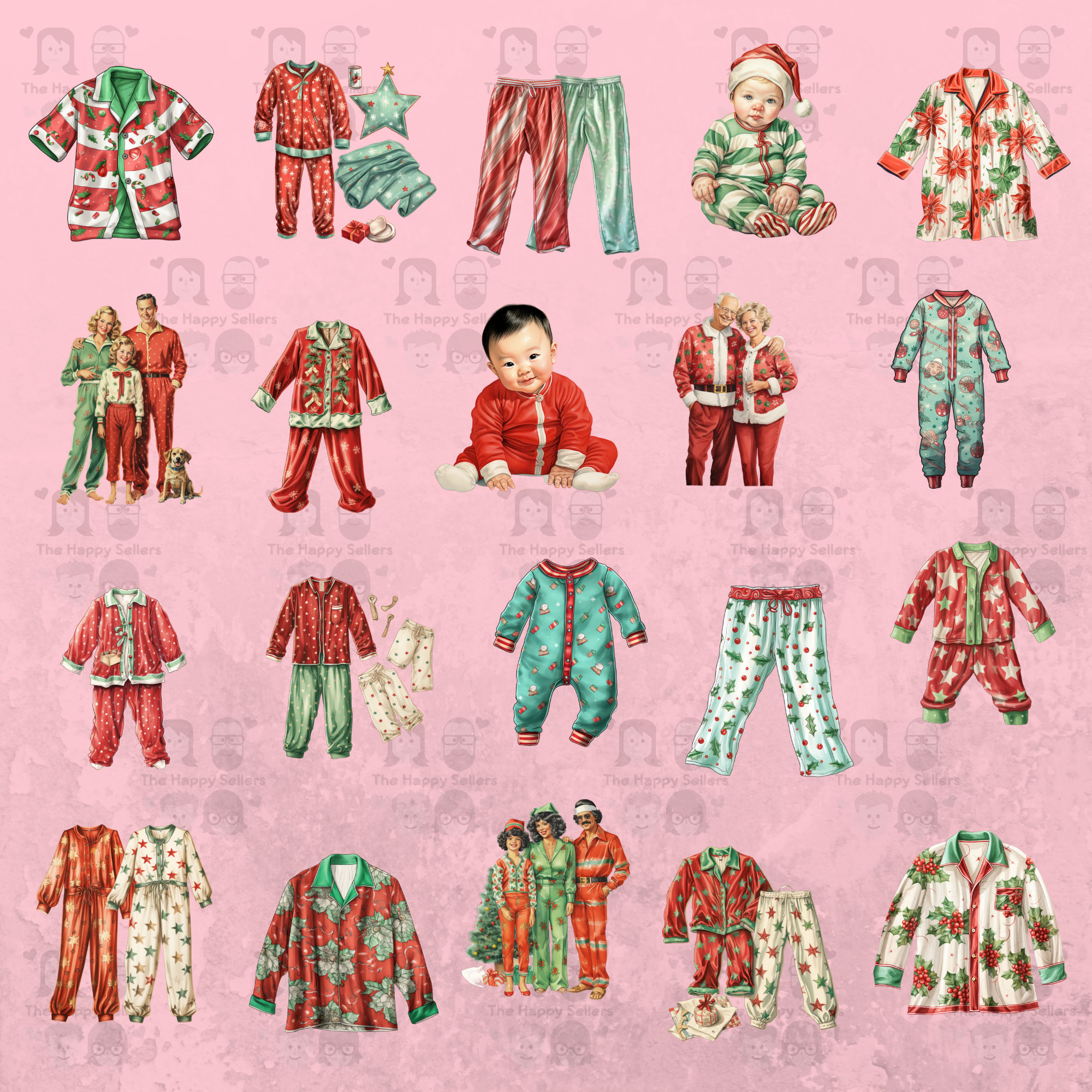 80 Christmas Pajamas Clipart Pack INSTANT DOWNLOAD 80 Cozy Christmas ...