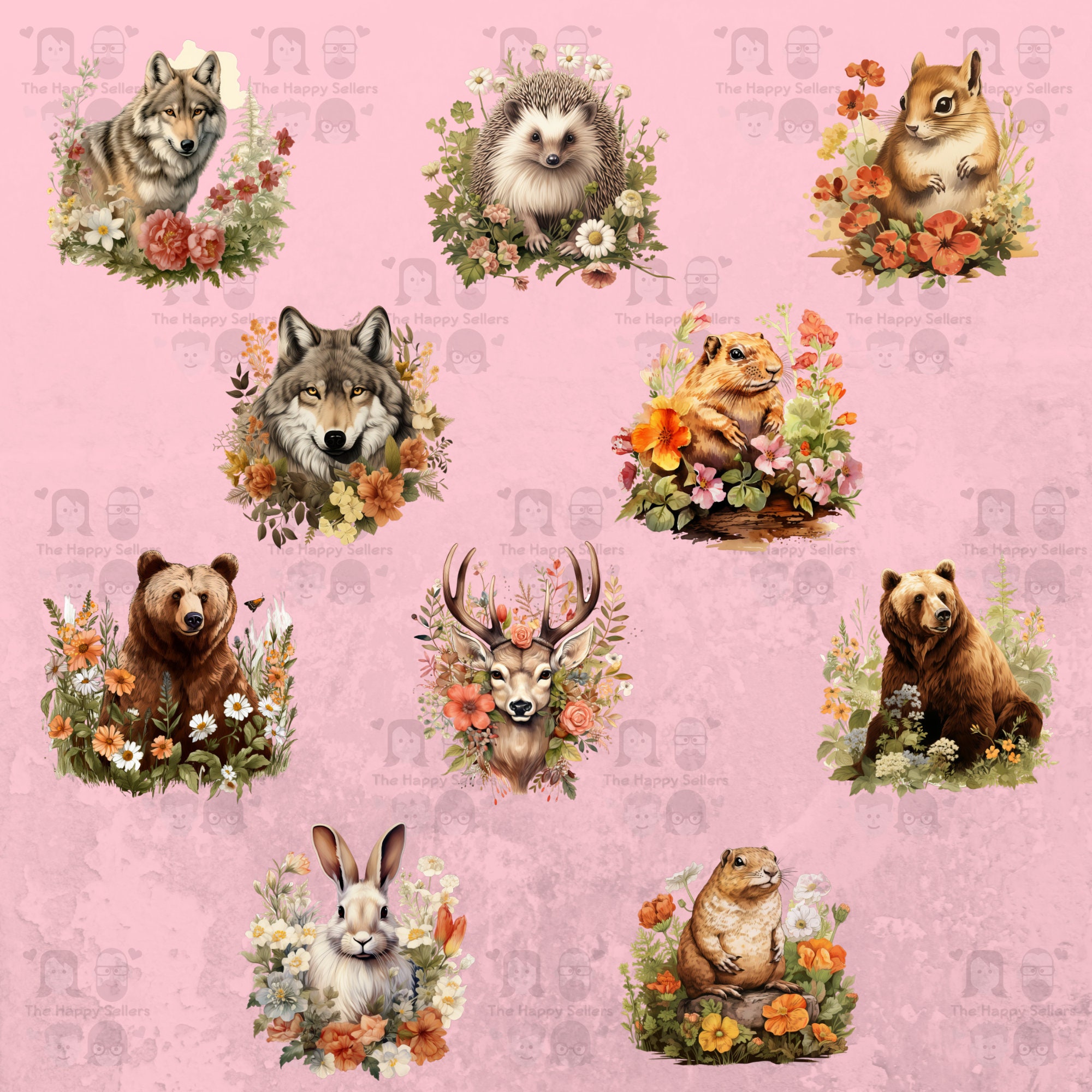40 Vintage Woodland Animals Clipart Pack INSTANT DOWNLOAD Nostalgic ...