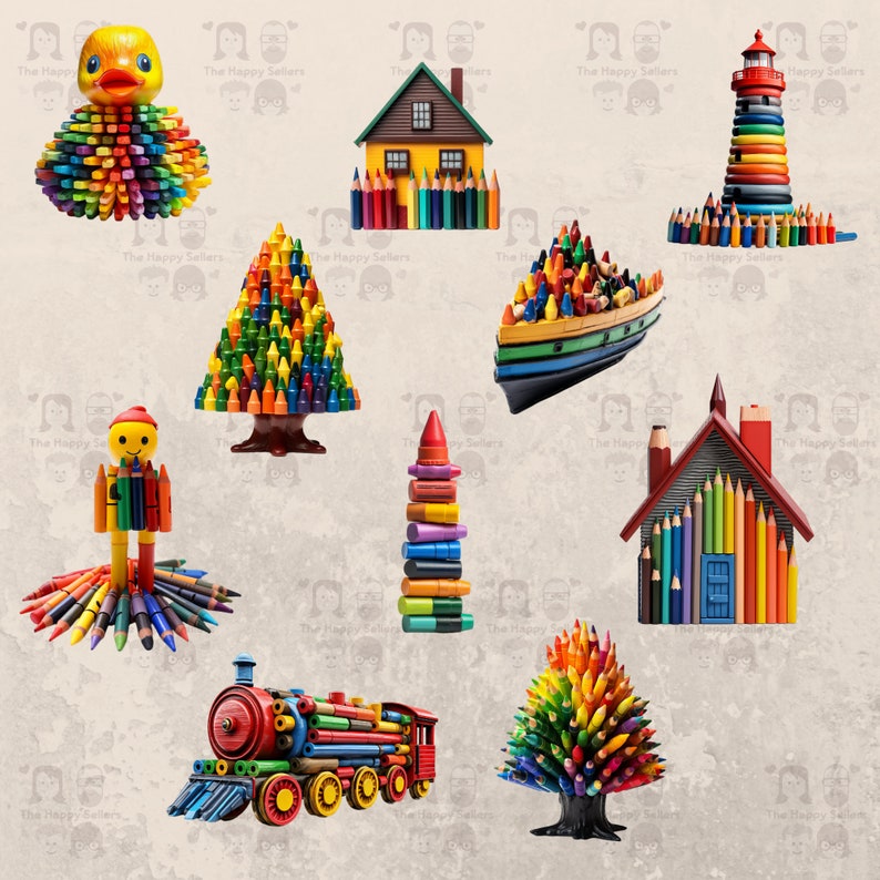 40 Crayon Objects Clipart Pack INSTANT DOWNLOAD Colorful Crayon ...