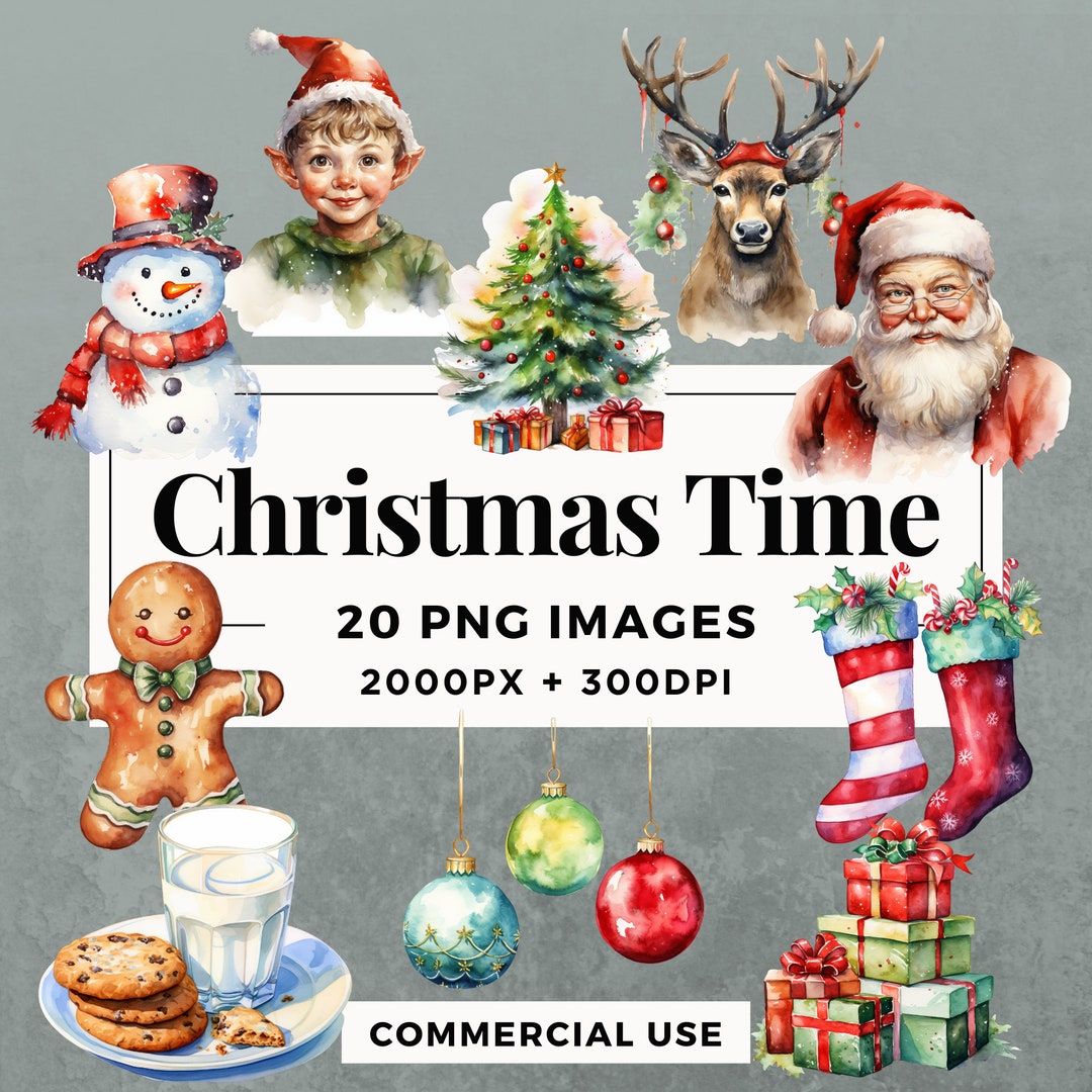 20 Christmas Time Clipart Pack INSTANT DOWNLOAD 20 Festive Holiday ...