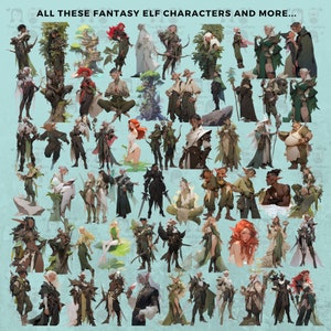 128 Fantasy Elf Characters Clipart Bundle - Instant Download, Elven ...