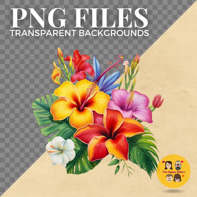 40 Tropical Flowers Clipart Pack INSTANT DOWNLOAD Exotic Tropical ...