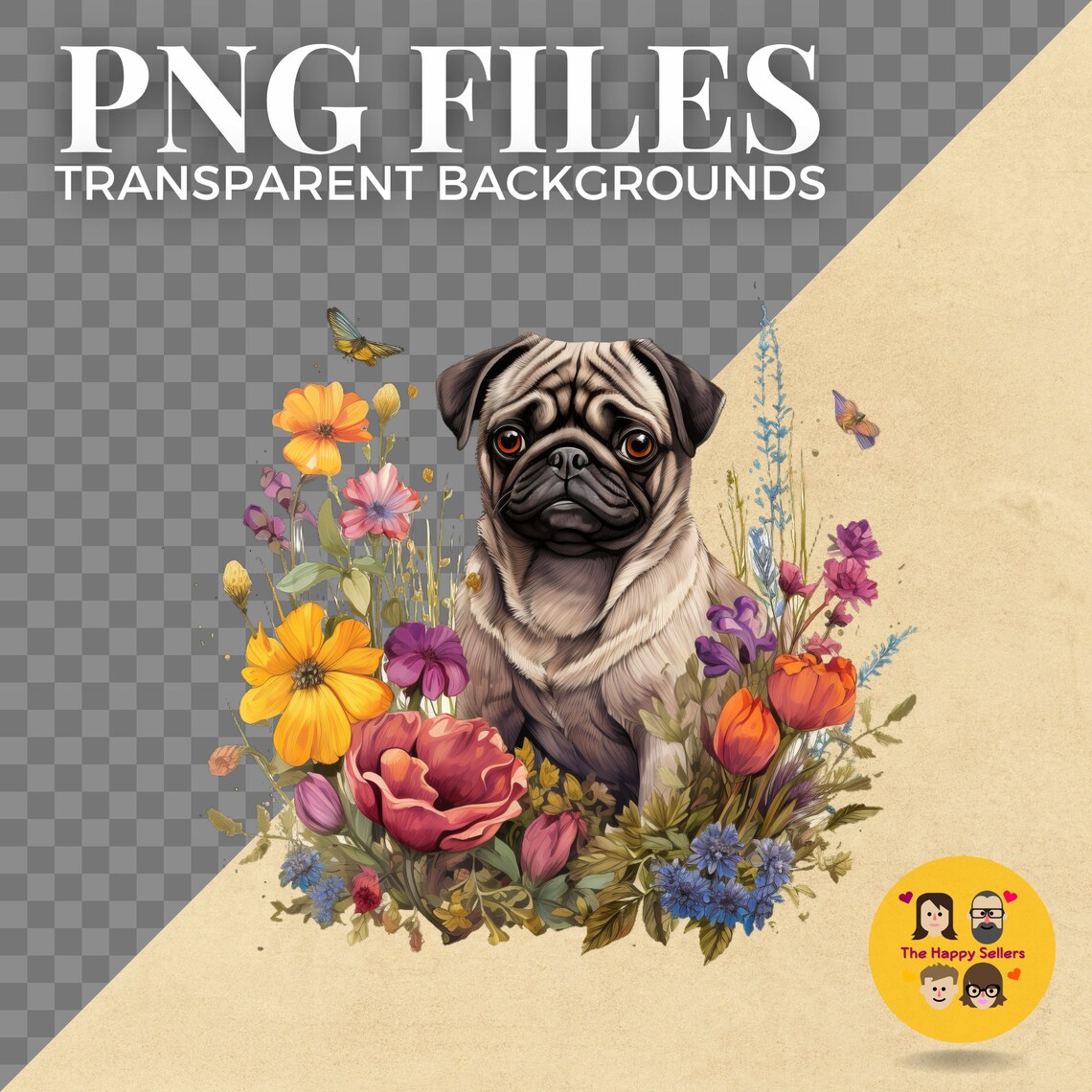 10 Pugs Clipart Pack INSTANT DOWNLOAD 10 Adorable Pug - Etsy