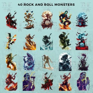 40 Rock and Roll Monsters Clipart Pack INSTANT DOWNLOAD 40 Monster ...
