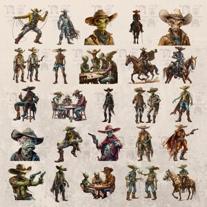 70 Alien Cowboys Clipart Pack INSTANT DOWNLOAD 70 Cosmic Cowboy ...