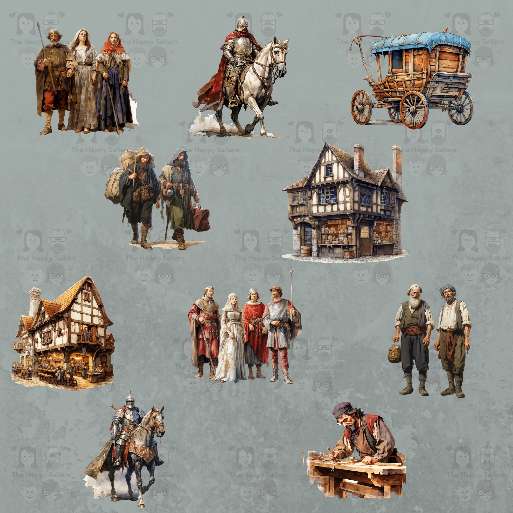 40 Medieval Life Clipart Pack INSTANT DOWNLOAD 40 Medieval Life ...