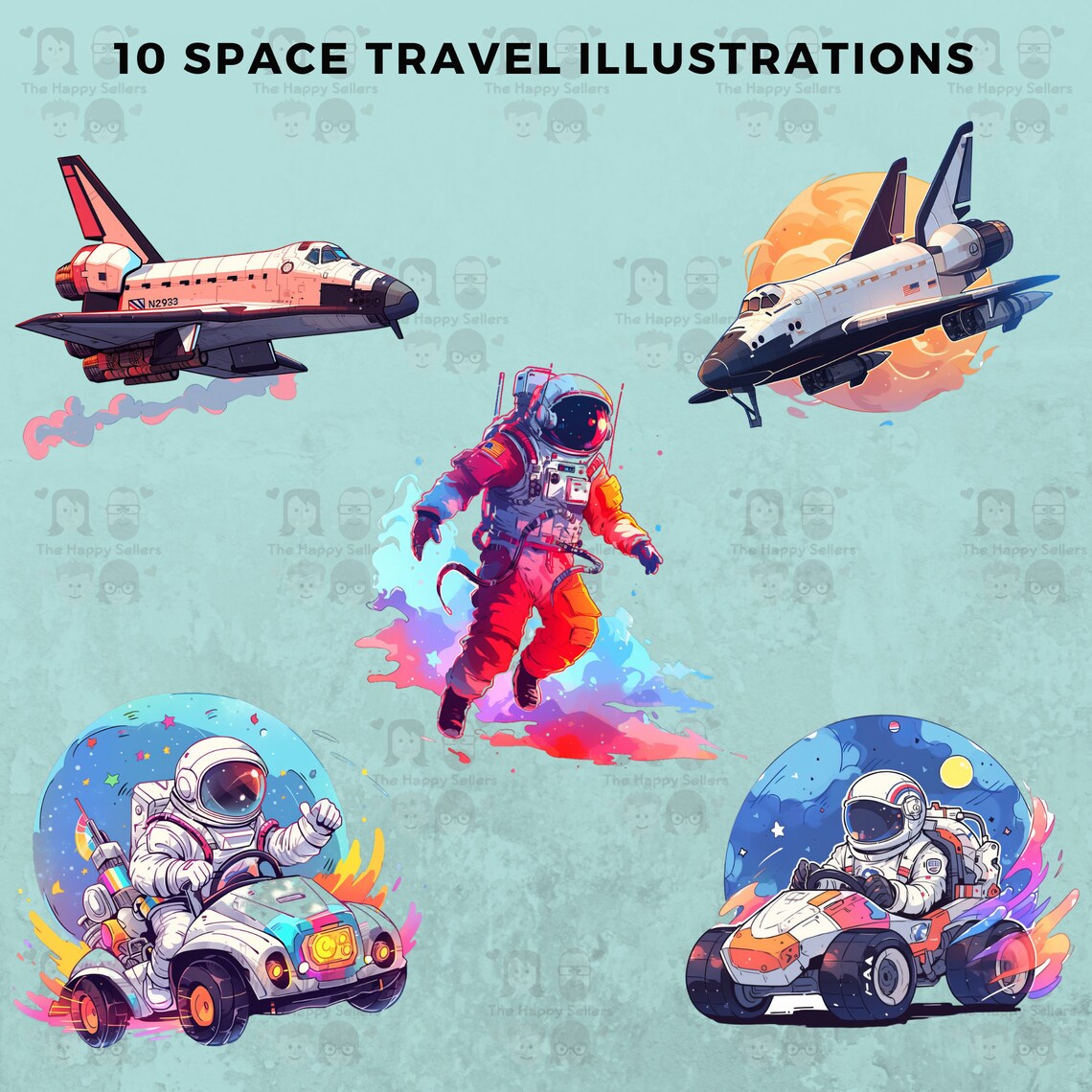 10 Space Travel Clipart Pack INSTANT DOWNLOAD 10 Cosmic Journey ...