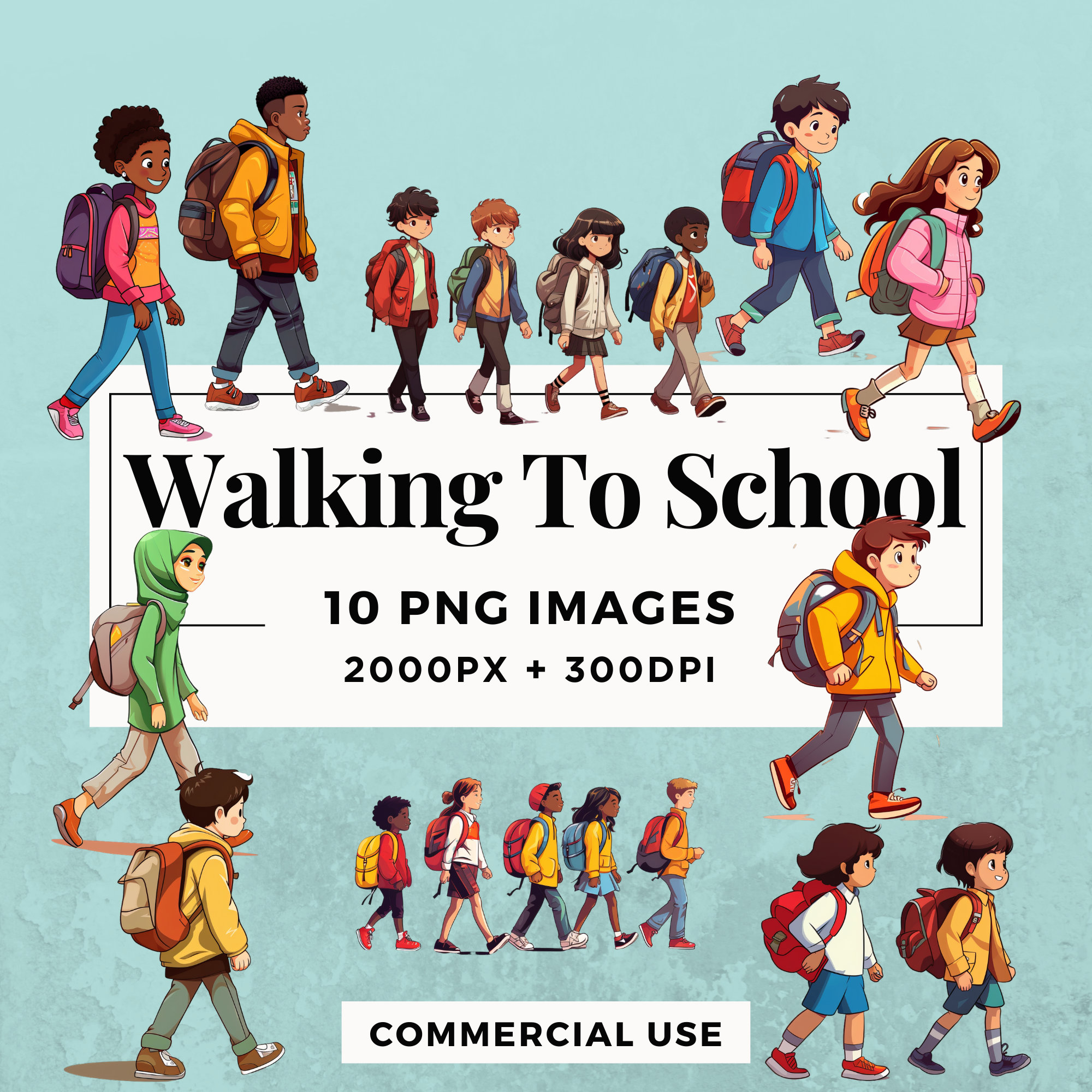 10 Walking to School Clipart Pack INSTANT DOWNLOAD 10 School Journey ...