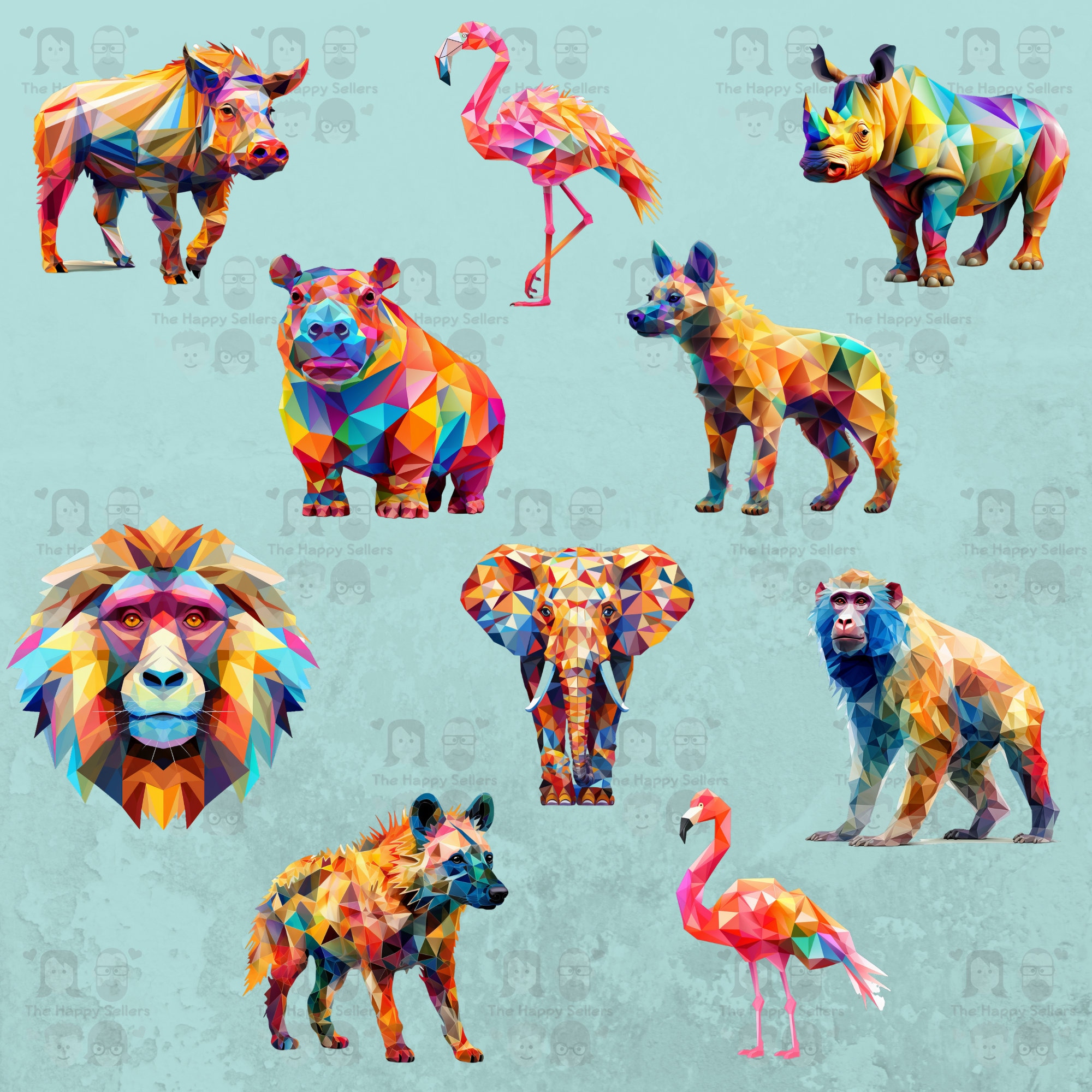 30 Colorful Safari Animals Clipart Pack INSTANT DOWNLOAD 30 Safari ...