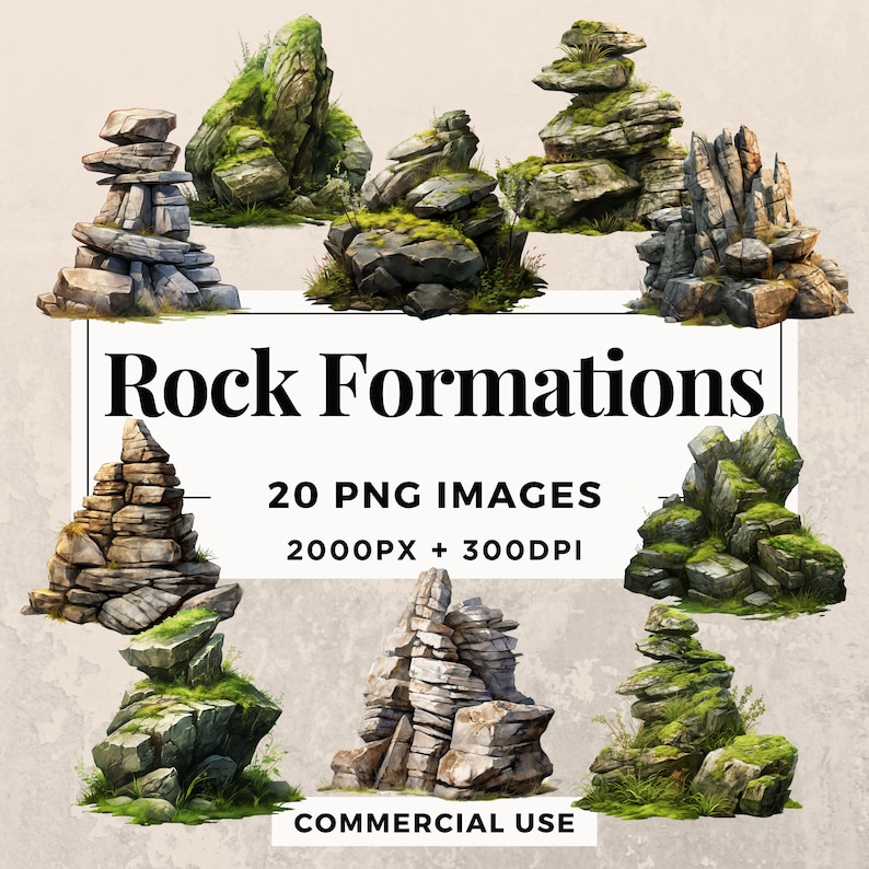 20 Rock Formations Clipart Pack INSTANT DOWNLOAD 20 Unique Rock ...