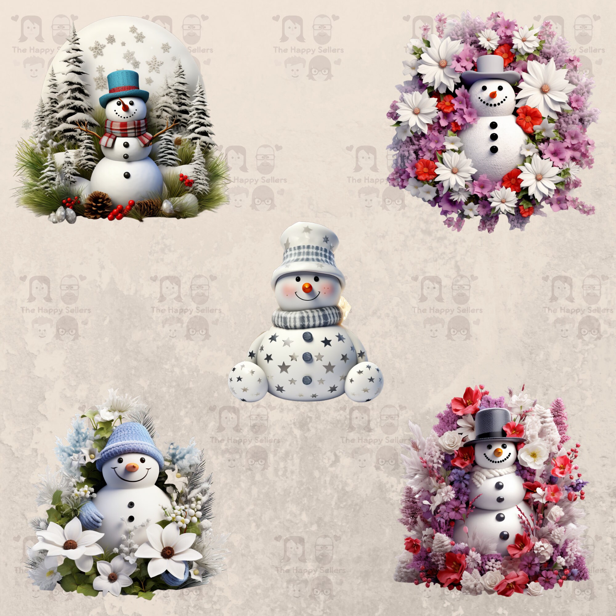 20 Cute Snowmen Clipart Pack INSTANT DOWNLOAD 20 Adorable Snowman ...