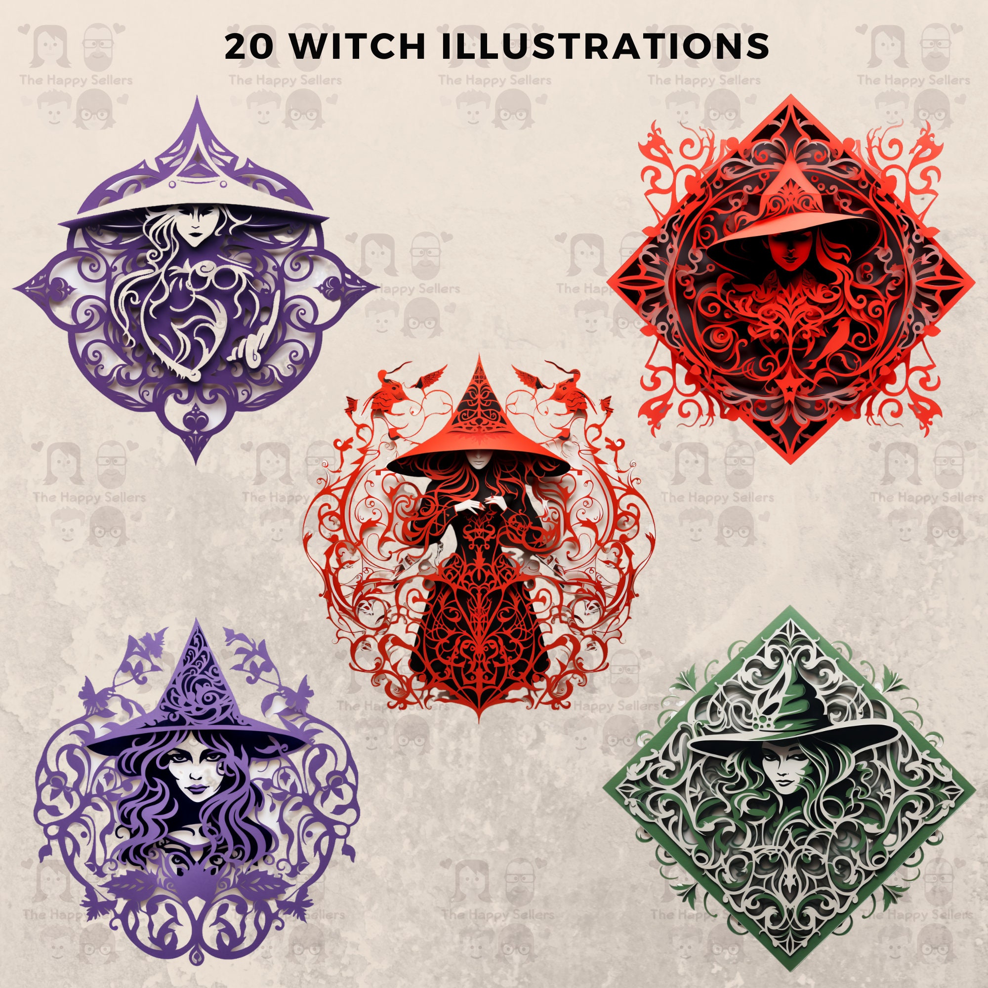 20 Witches Clipart Pack INSTANT DOWNLOAD 20 Bewitching Witch ...