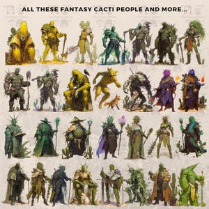 100 Fantasy Cacti People Clipart Bundle - Instant Download, PNG Images ...