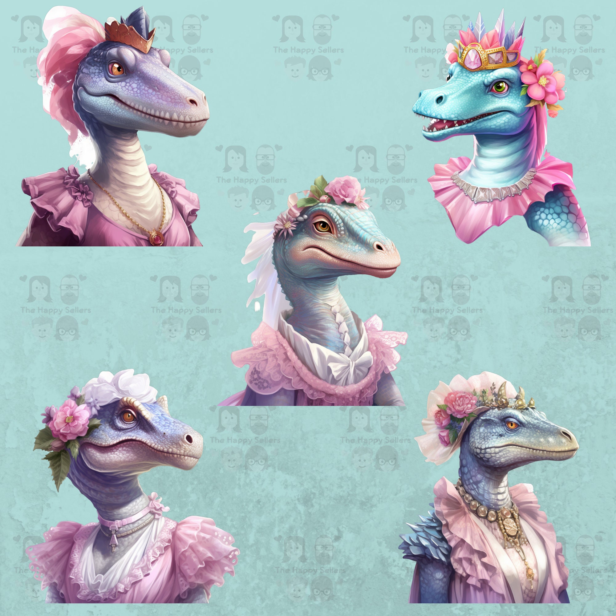 20 Dinosaur Princesses Clipart Pack INSTANT DOWNLOAD 20 - Etsy
