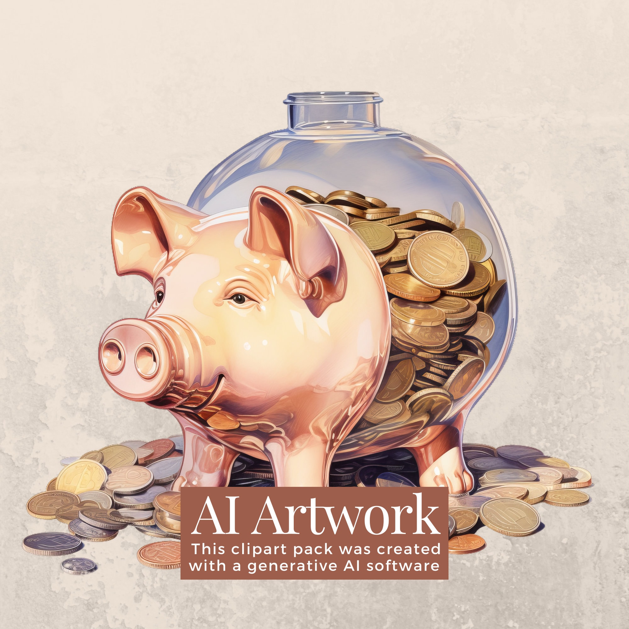 60 Unique Piggy Banks Clipart Pack INSTANT DOWNLOAD 60 Whimsical Piggy ...