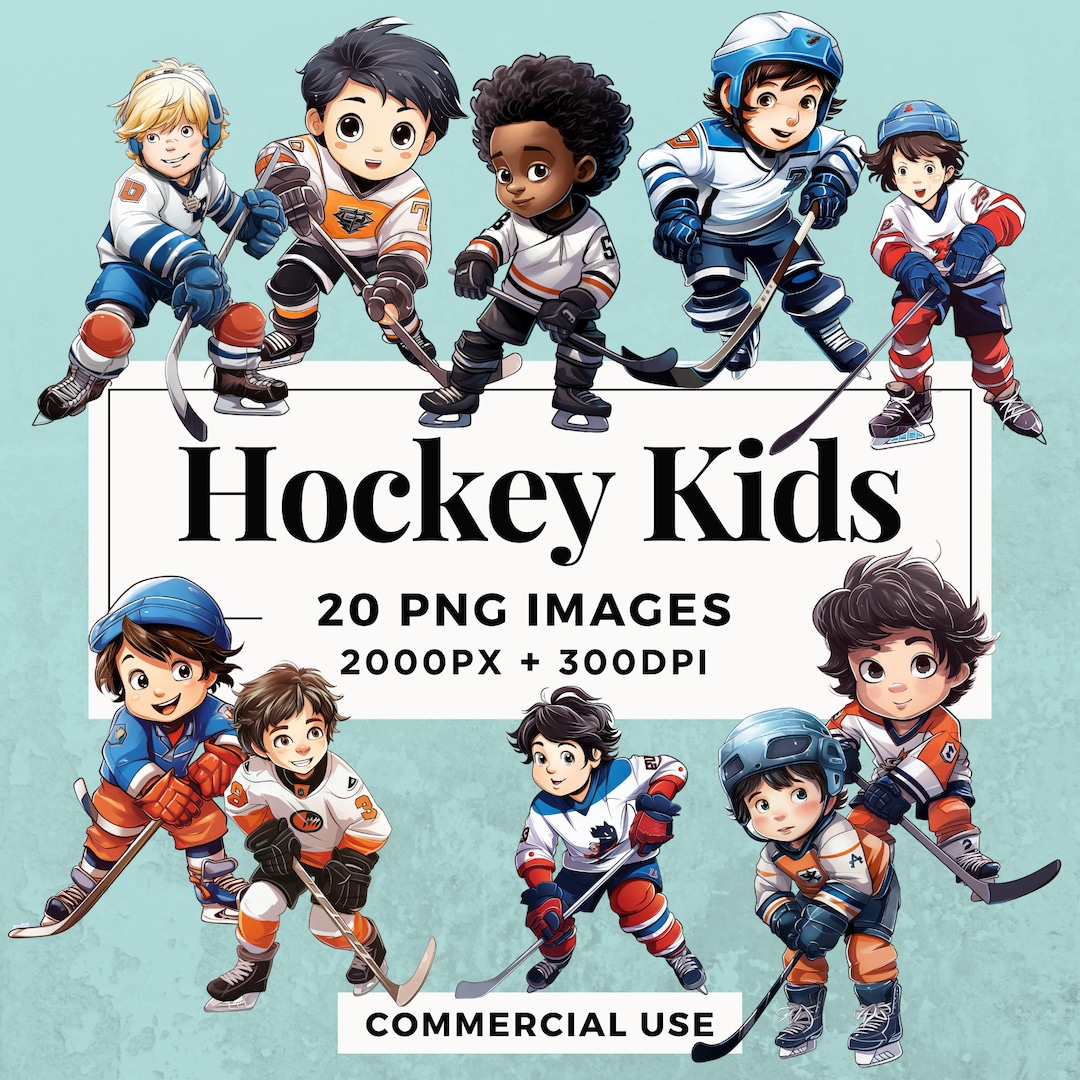 20 Hockey Kids Clipart Pack INSTANT DOWNLOAD 20 Energetic Hockey ...