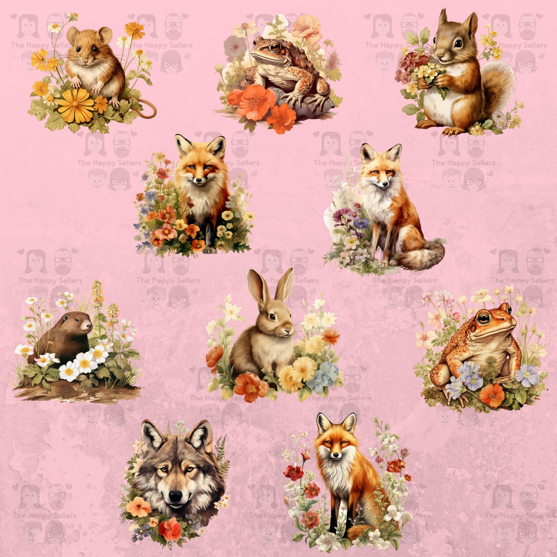 40 Vintage Woodland Animals Clipart Pack INSTANT DOWNLOAD Nostalgic ...
