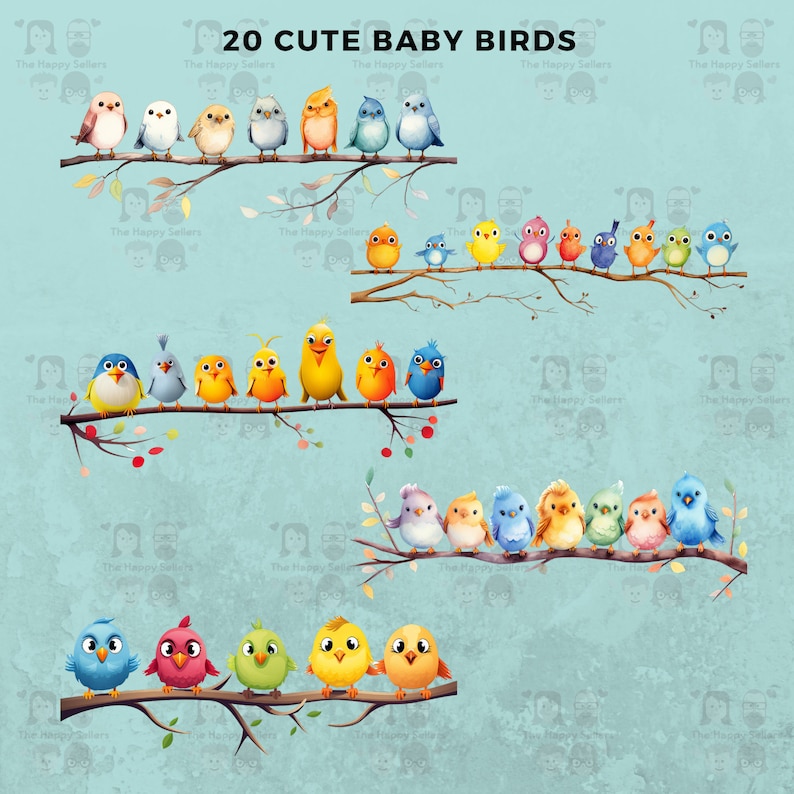 20 Cute Baby Birds Clipart Pack INSTANT DOWNLOAD 20 Adorable Bird ...