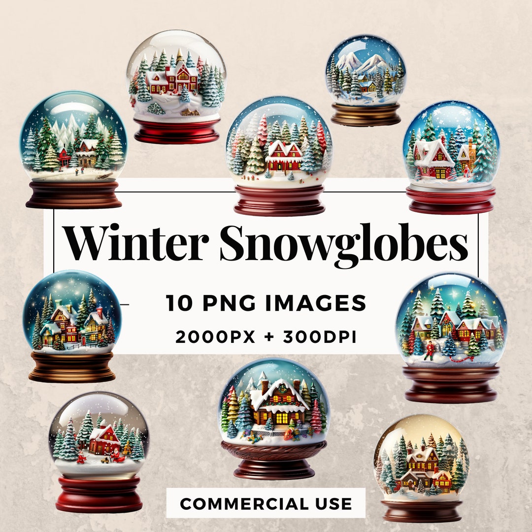 10 Winter Snowglobes Clipart Pack INSTANT DOWNLOAD 10 Winter Snowglobe ...
