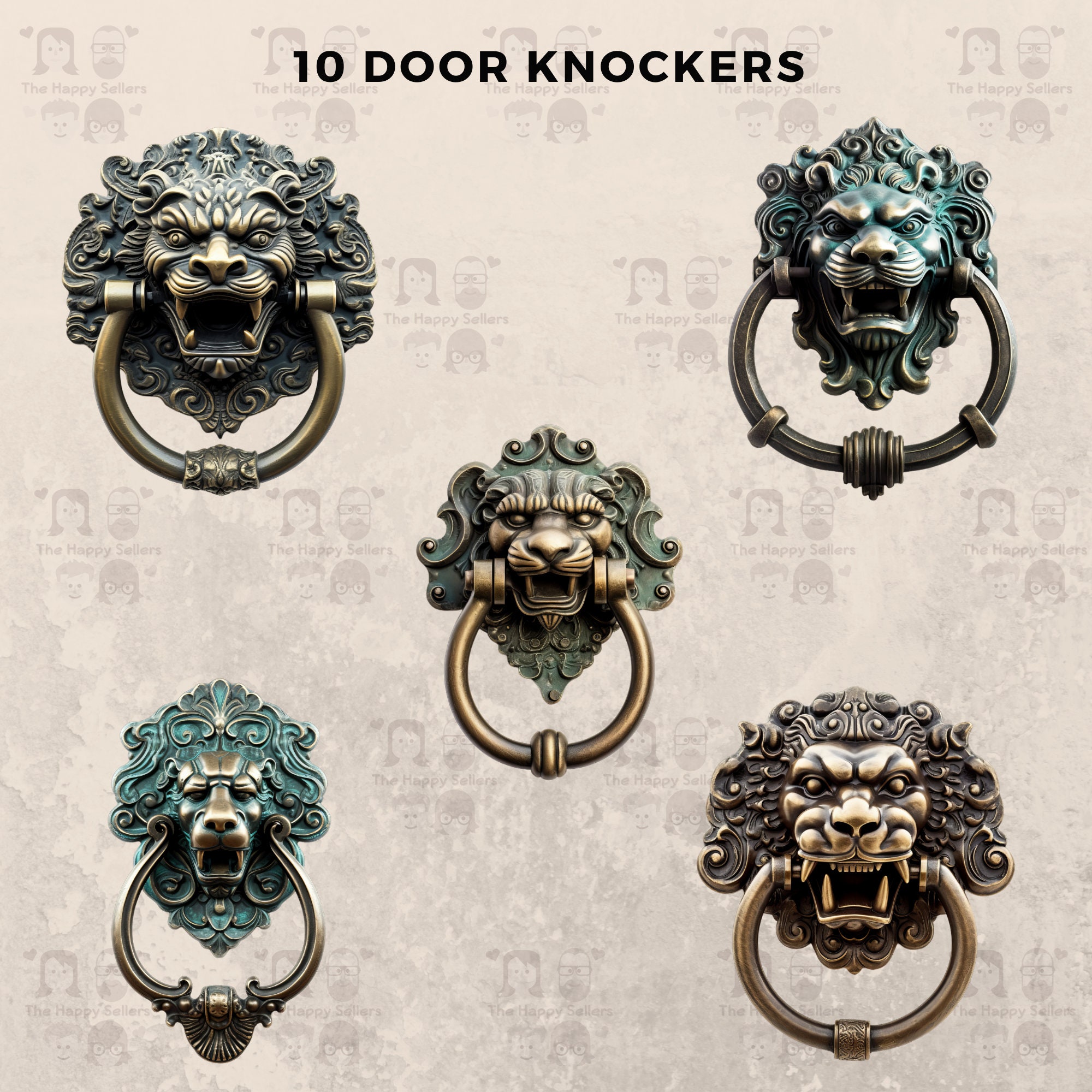 10 Door Knockers Clipart Pack INSTANT DOWNLOAD 10 Intricate Door ...
