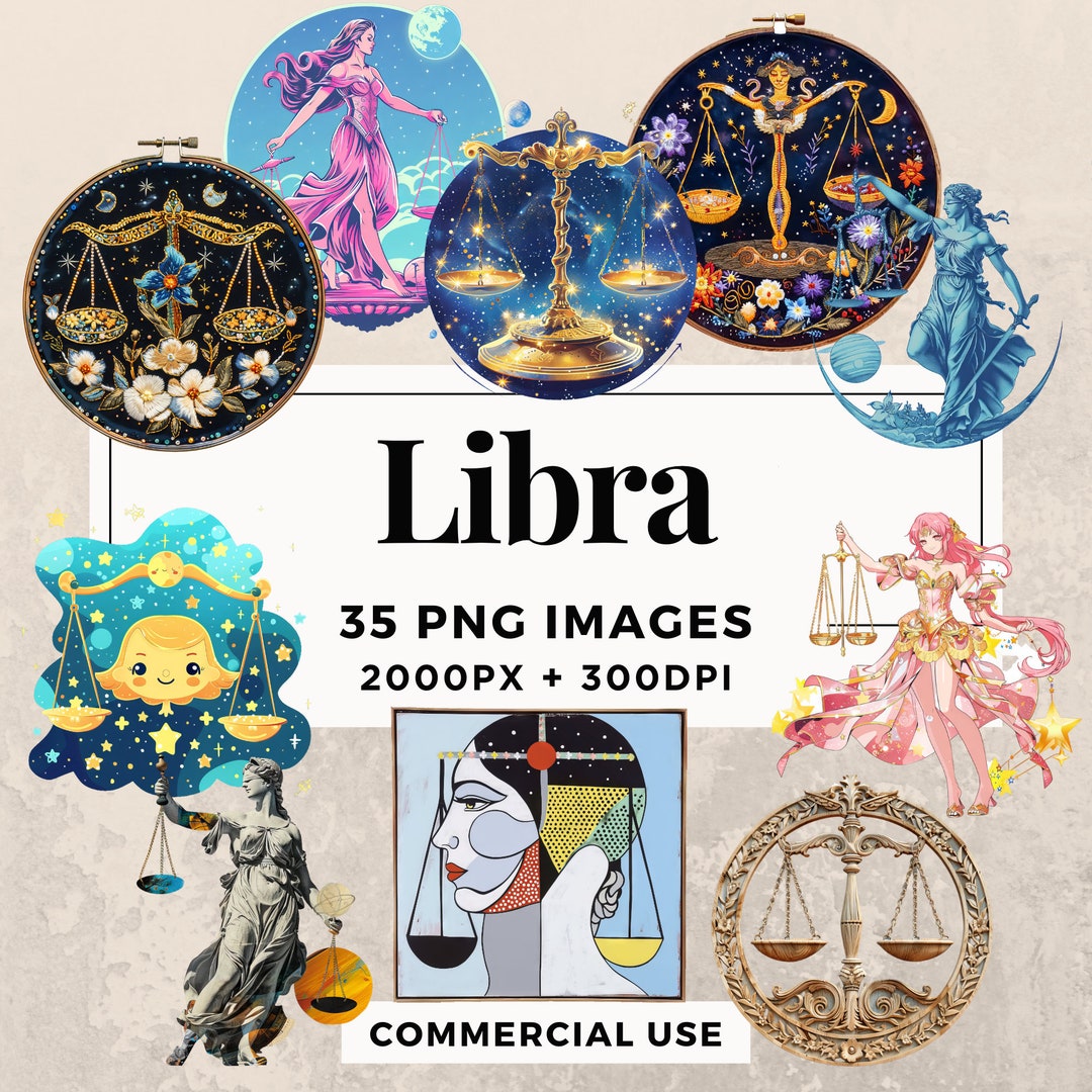 35 Libra Clipart Pack INSTANT DOWNLOAD 35 Zodiac Illustrations, PNG ...
