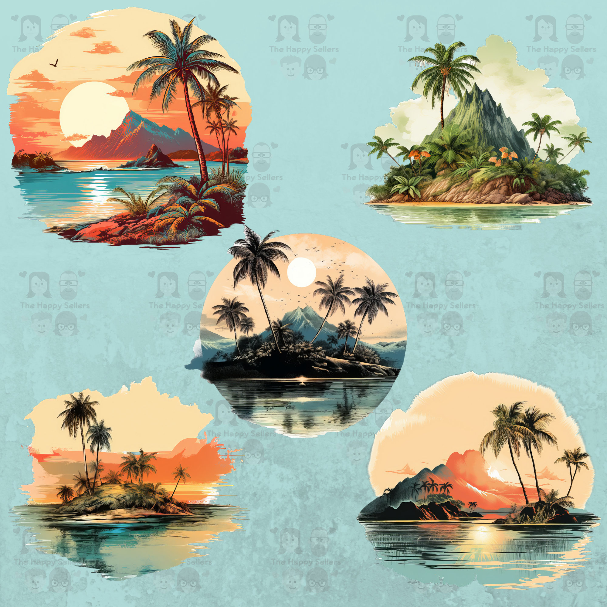 10 Tropical Island Clipart Pack INSTANT DOWNLOAD 10 Island - Etsy