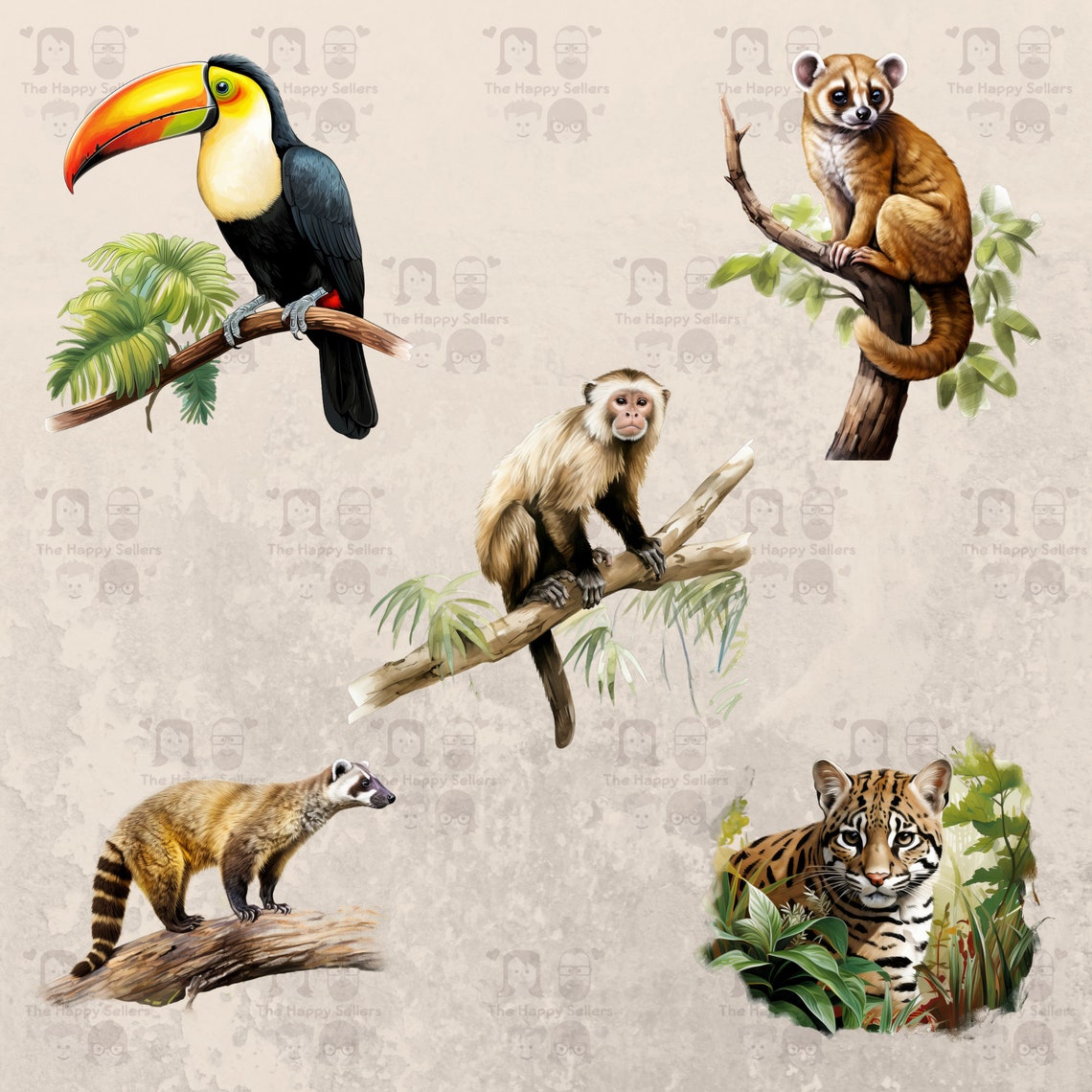 20 Rainforest Animals Clipart Pack INSTANT DOWNLOAD 20 Rainforest ...