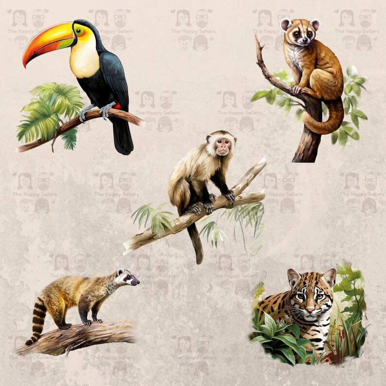 20 Rainforest Animals Clipart Pack INSTANT DOWNLOAD 20 Rainforest ...