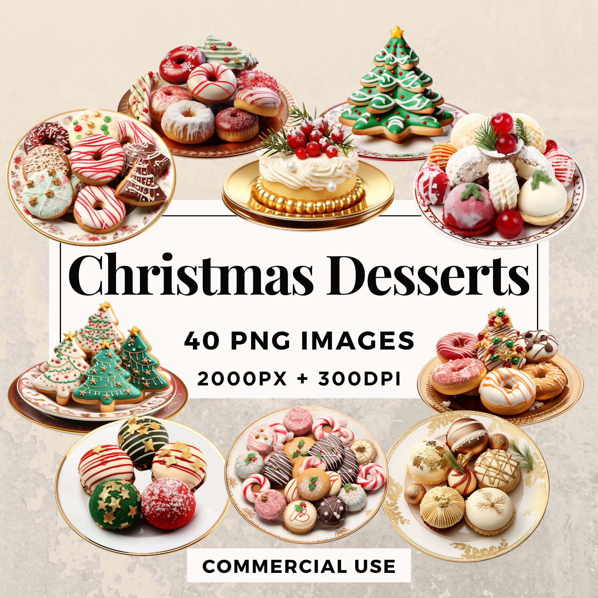 40 Christmas Desserts Clipart Pack INSTANT DOWNLOAD 40 Holiday Dessert ...