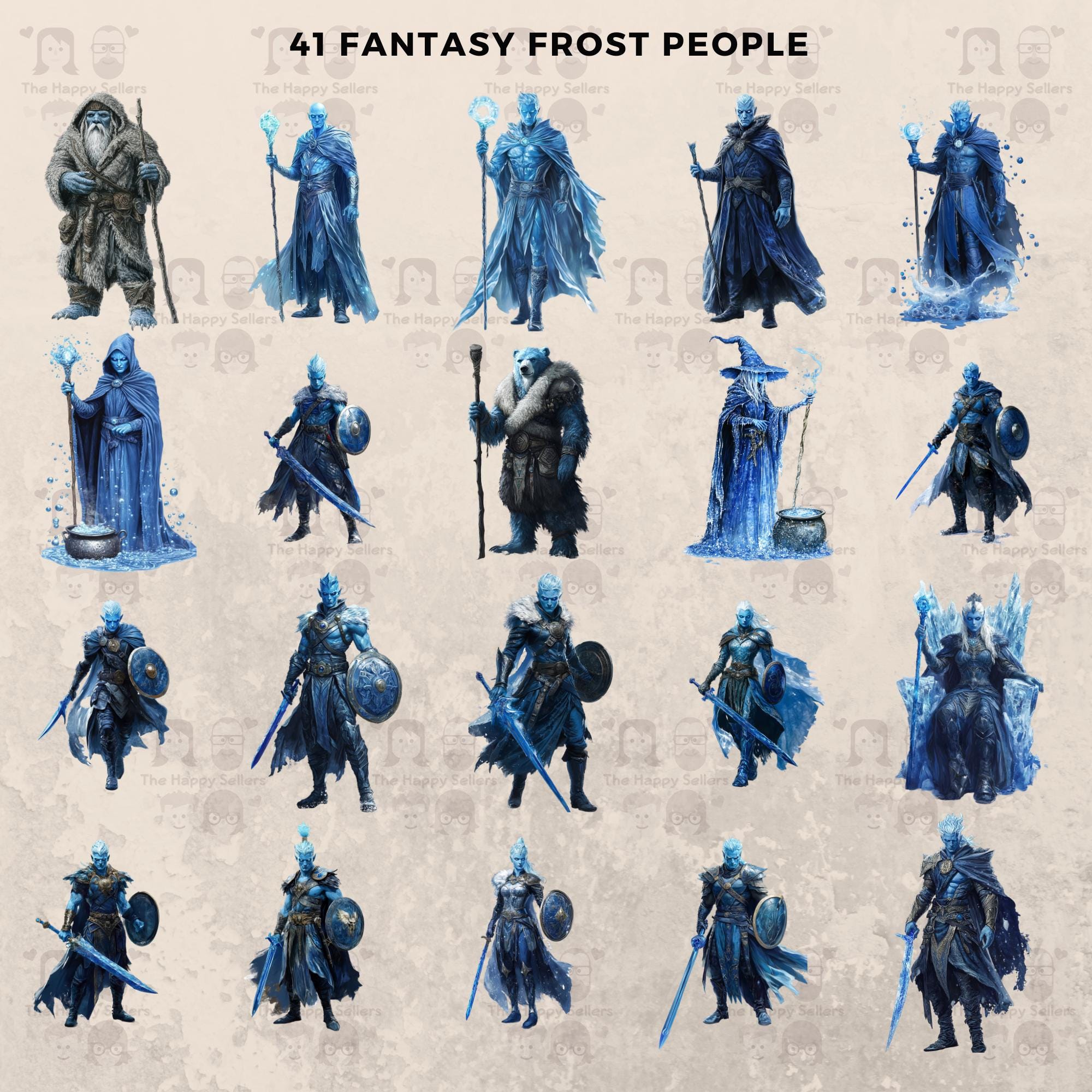 41 Fantasy Frost People Clipart Pack INSTANT DOWNLOAD 41 Ice-themed ...