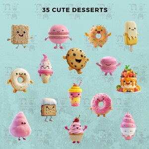 35 Cute Desserts Clipart Pack INSTANT DOWNLOAD 35 Adorable Sweet Treat ...