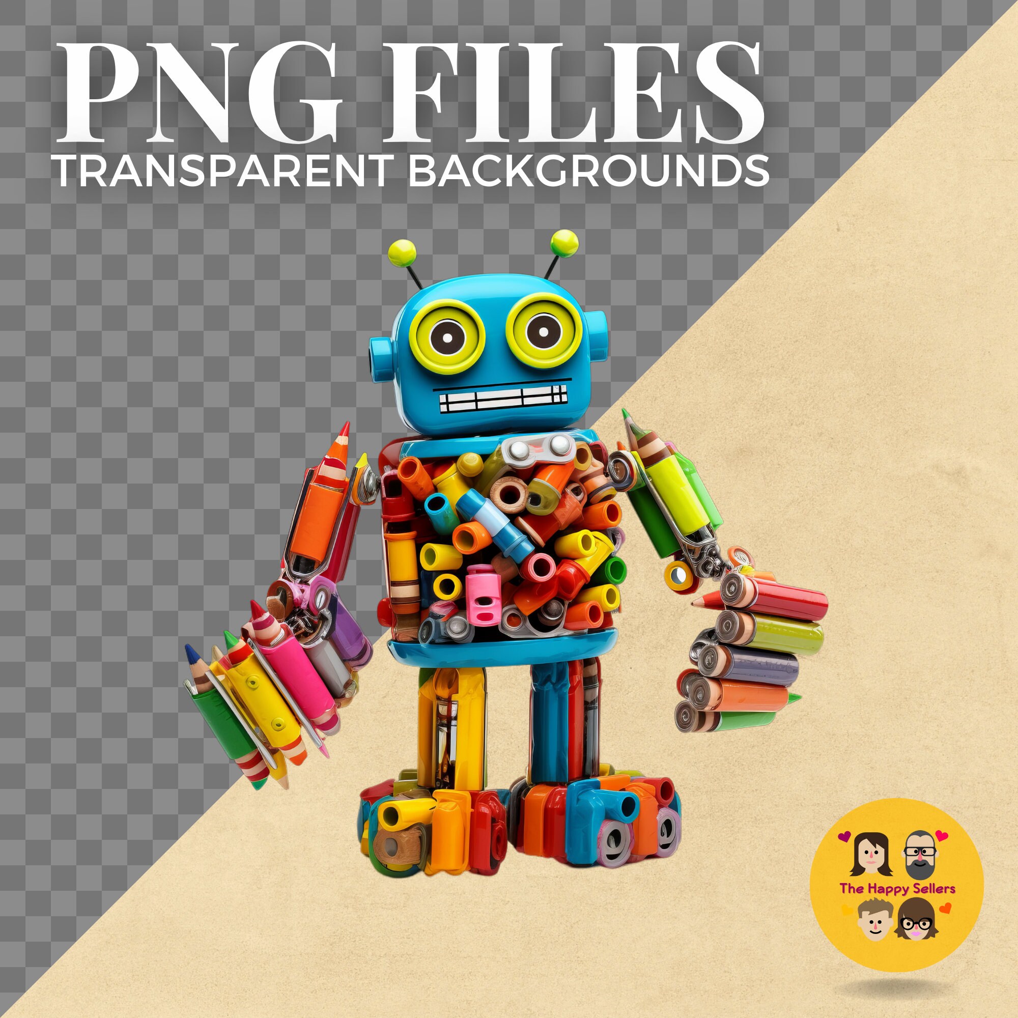 40 Crayon Robots Clipart Pack INSTANT DOWNLOAD 40 Playful Crayon Robot ...