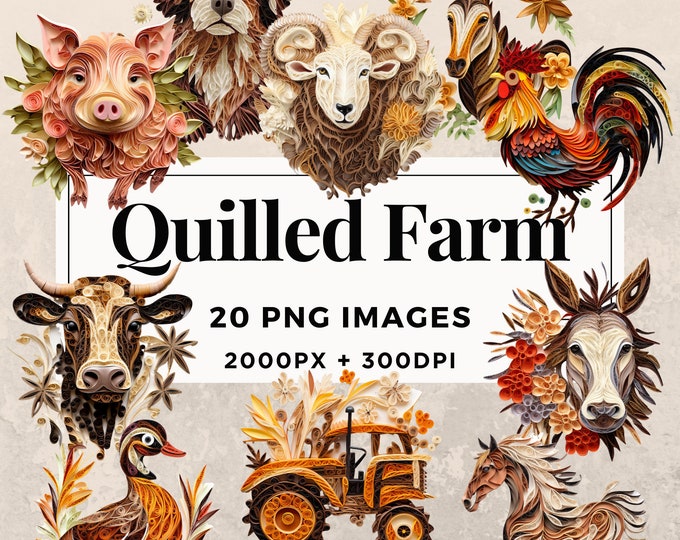 20 Vintage Farm Animals Clipart Pack INSTANT DOWNLOAD 20 Farm ...