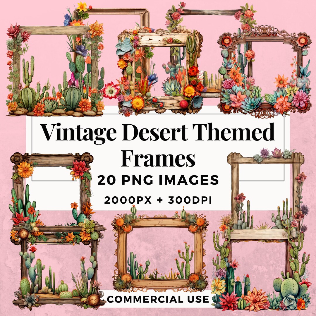 20 Vintage Desert-themed Frames Clipart Pack - INSTANT DOWNLOAD, PNG ...